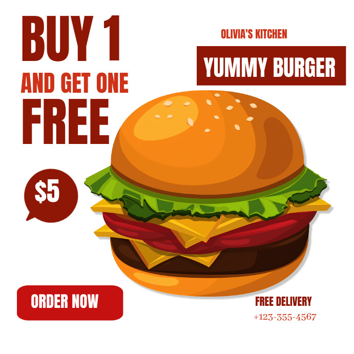 Copy of White Modern & Minimal Delicious Burger Insta | PosterMyWall