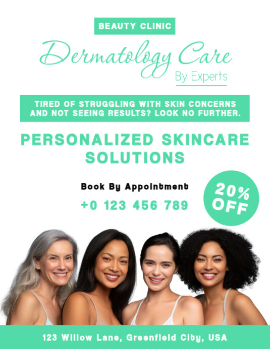 White Modern & Minimal Dermatology Care Flyer Template | PosterMyWall