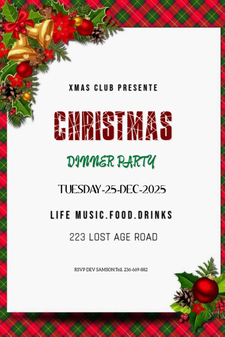 White Modern & Minimal Dinner Card Poster Template | PosterMyWall