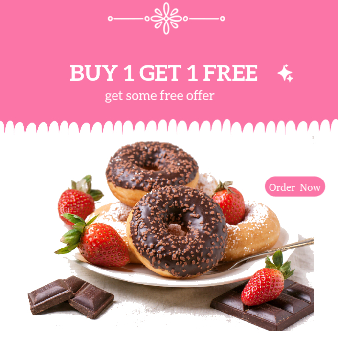 White Modern & Minimal Donut Discount Instagram Post Template ...