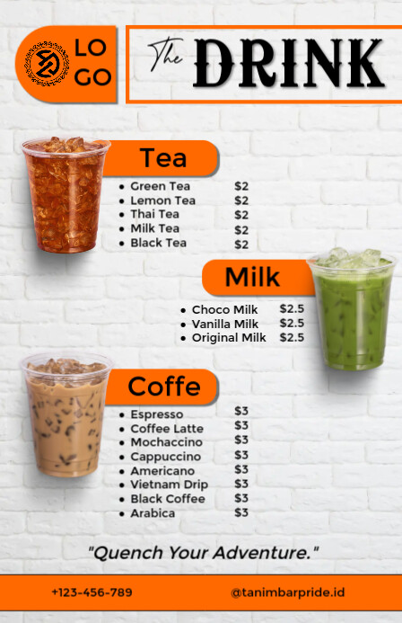 Copy of White Modern & Minimal Drink Menu Tabloid | PosterMyWall