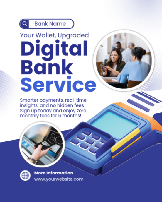 White Modern & Minimal E-banking Service Banner Instagram Portrait ...