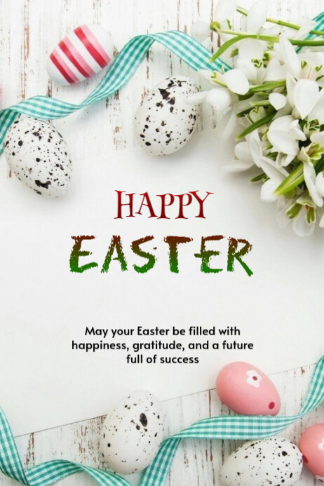 White Modern & Minimal Easter Card Poster Template | PosterMyWall