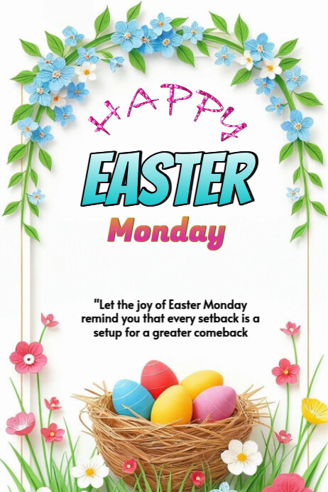 White Modern & Minimal Easter Card Poster Template | PosterMyWall