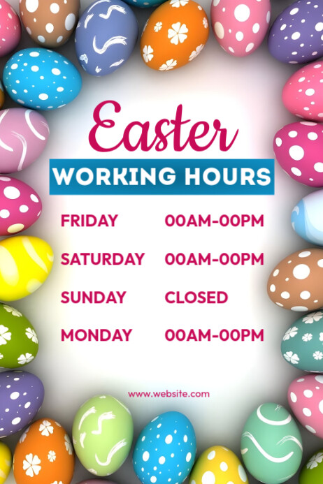 Copy of White Modern & Minimal Easter Opening Hours Poster | PosterMyWall