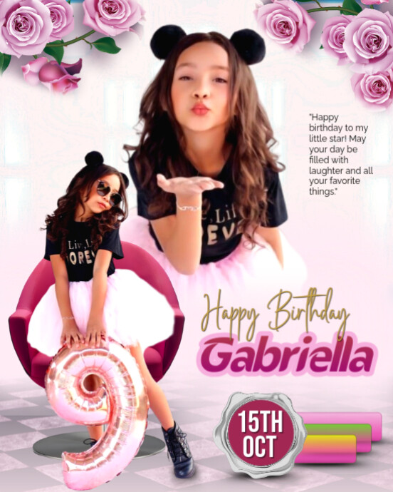 White Modern & Minimal Editable Birthday Template Instagram Portrait ...