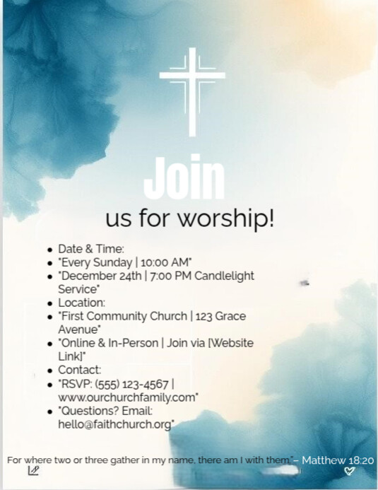 White Modern & Minimal Editable Modern Church Flyer Template | Elegant ...