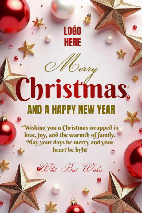 White Modern & Minimal Elegant Christmas Card Poster Template ...