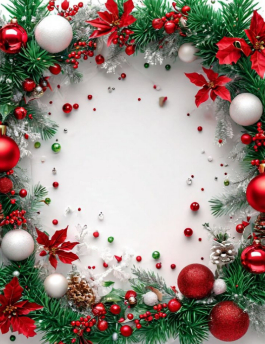 White Modern & Minimal Elegant Christmas Wreath Frame Flyer (us Letter ...