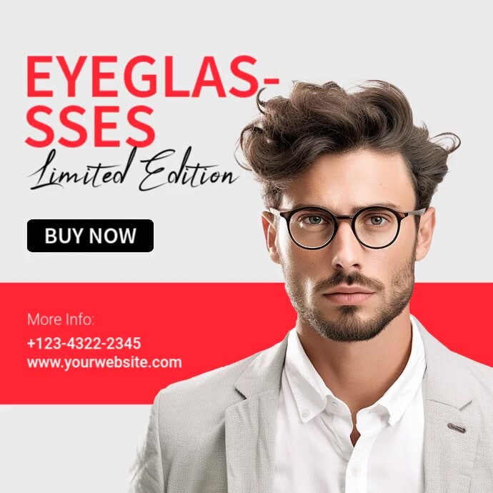 White Modern & Minimal Eyeglasses Instagram Post Template | PosterMyWall