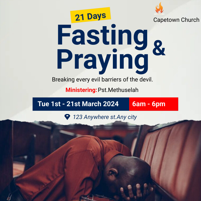 White Modern & Minimal Fasting And Praying Se Template | PosterMyWall