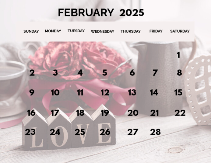 White Modern & Minimal February 2025 Calendar Flyer (us Letter ...
