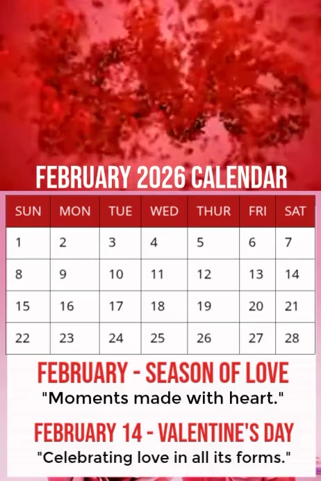 White Modern & Minimal February 2026 Valentine’s Day Love Calendar ...