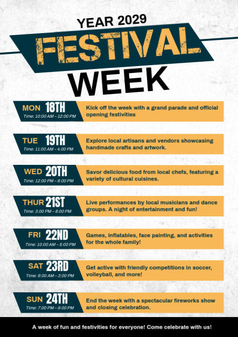 Copy of White Modern & Minimal Festival Week A4 | PosterMyWall