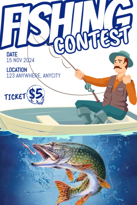 White Modern & Minimal Fishing Contest Poster Template | PosterMyWall