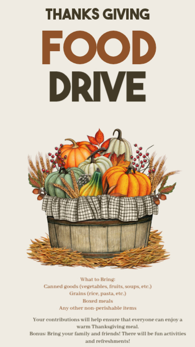 White Modern & Minimal Food Drive 2025 Instagram Story Template ...