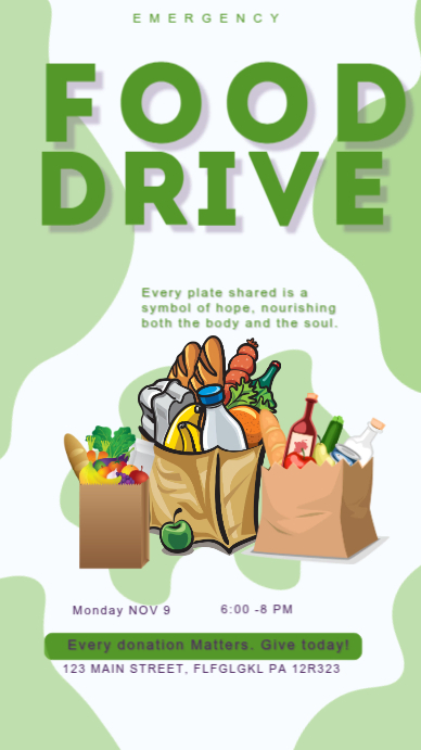 White Modern & Minimal Food Drive Food Bank Donation Toy Drive, Food ...