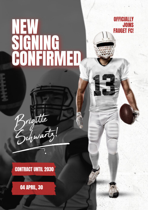 Copy of White Modern & Minimal Football Player Signing A4 | PosterMyWall