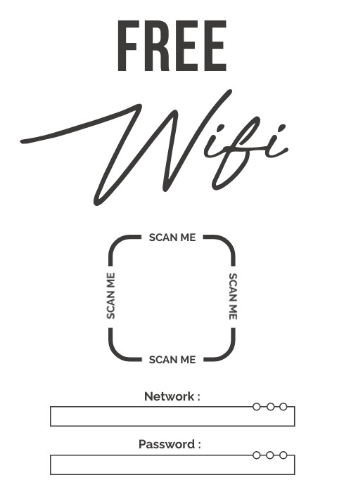 White Modern & Minimal Free Wifi Scan Me Sign Template | PosterMyWall