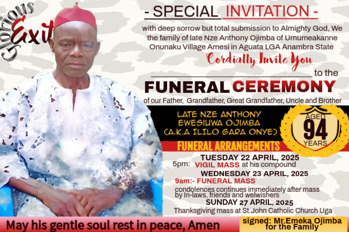 White Modern & Minimal funeral arrangements Poster Template | PosterMyWall