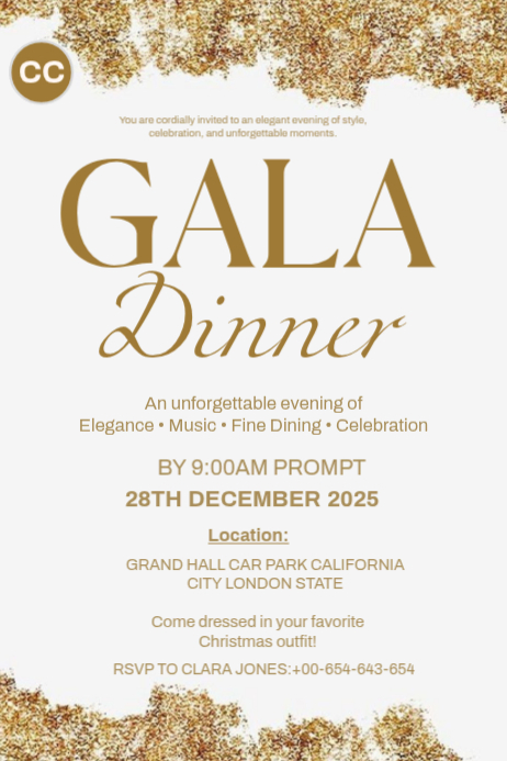 White Modern & Minimal Gala Dinner Invitation Design Template Poster ...