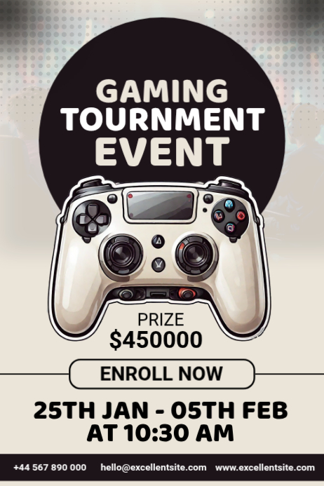 White Modern & Minimal Gaming Tournment Event Poster Template ...