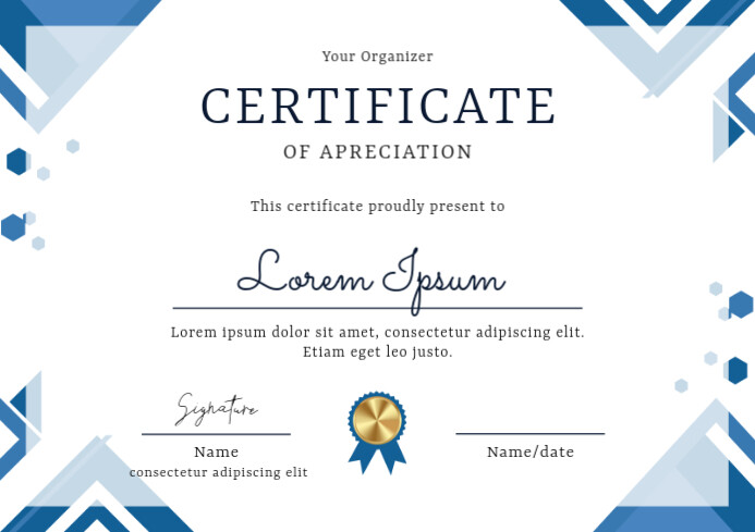 White Modern & Minimal Geometric Certificate Template A4 | PosterMyWall