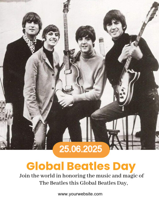 White Modern & Minimal Global Beatles Day Instagram Portrait Template | PosterMyWall