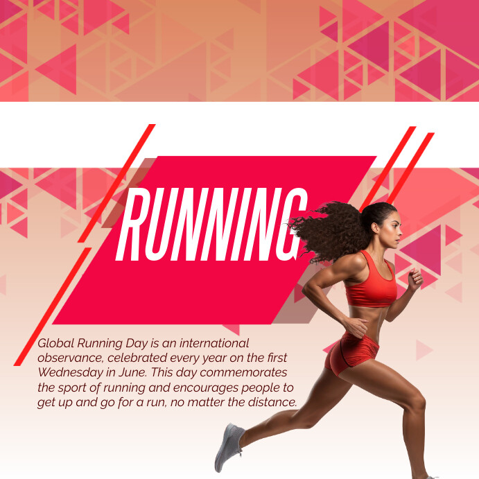 White Modern & Minimal Global Running Day In Template | PosterMyWall