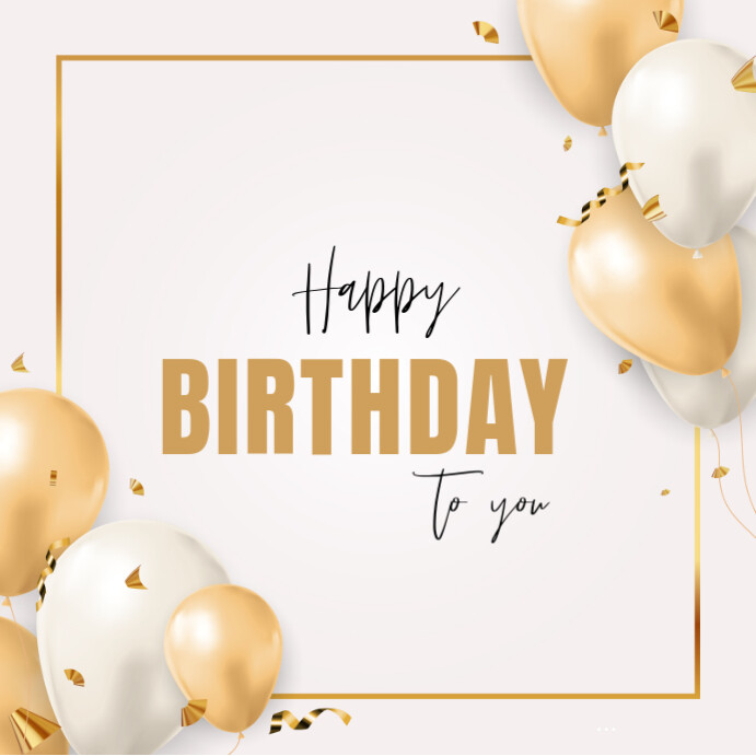 White Modern & Minimal Gold Happy Birthday Instagram Post Instagram ...