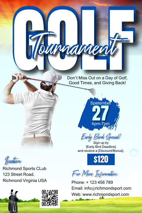 White Modern & Minimal Golf Tournament Event Template | PosterMyWall