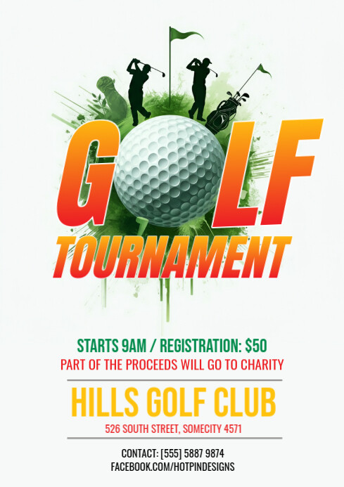 White Modern & Minimal Golf Tournament Flyer Template A4 | PosterMyWall