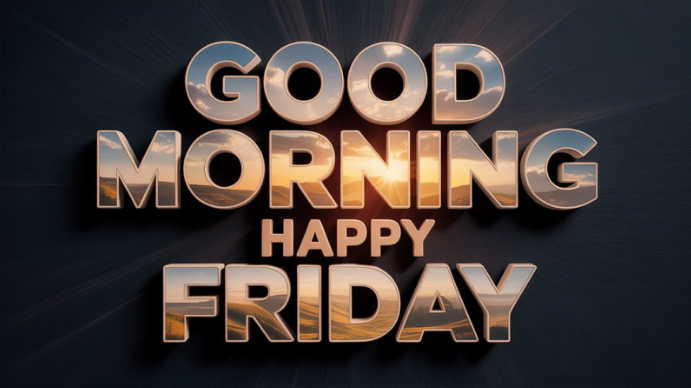 Plantilla de White Modern & Minimal Good Morning Happy Friday Text ...