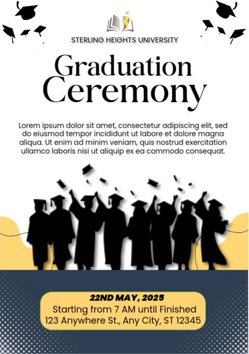 White Modern & Minimal Graduation Ceremony A4 Template | PosterMyWall