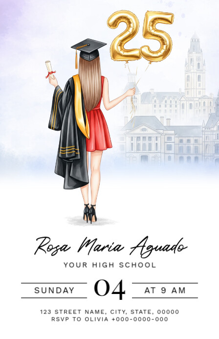 Copy of White Modern & Minimal Graduation Invitation Half Page Wide ...