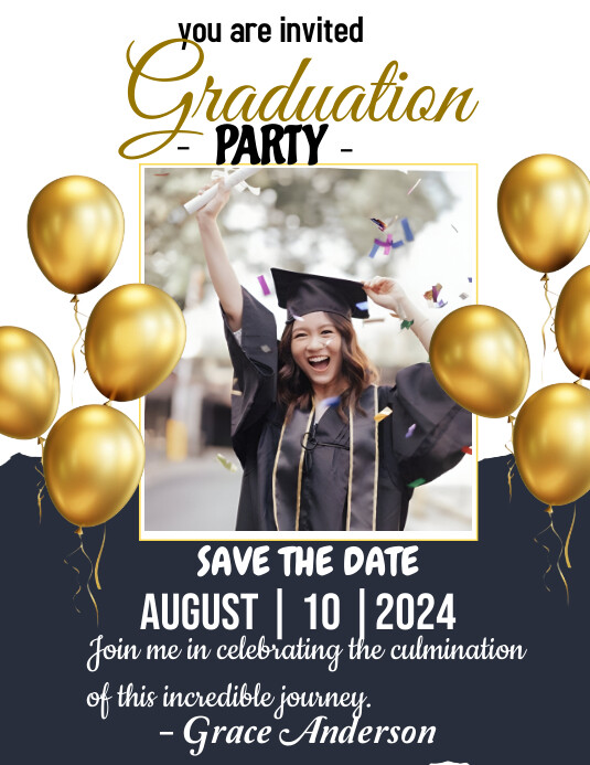 White Modern & Minimal Graduation Party Flye Template | PosterMyWall