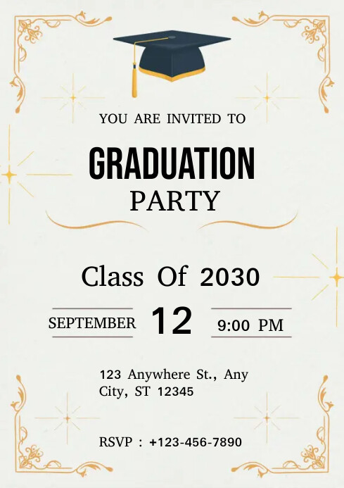 Copy of White Modern & Minimal Graduation Party Invit | PosterMyWall