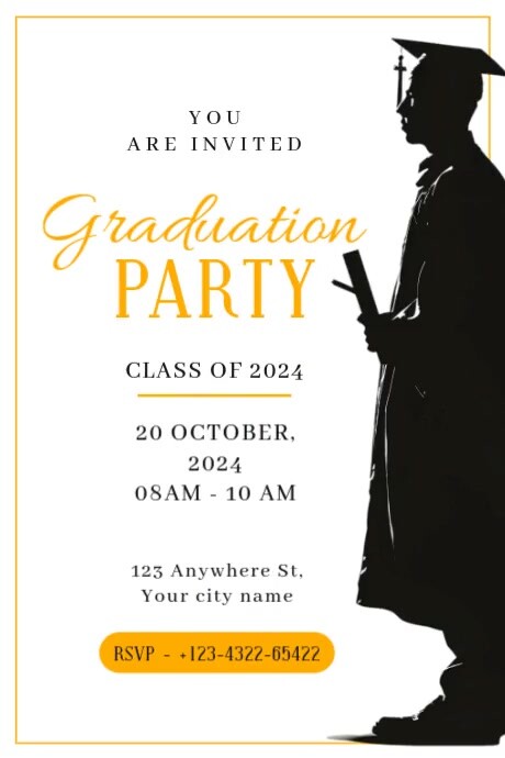 White Modern & Minimal Graduation Party Poster Template | PosterMyWall
