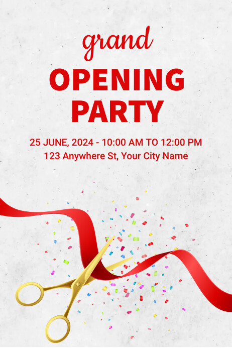 White Modern & Minimal Grand Opening Party Po Template | PosterMyWall