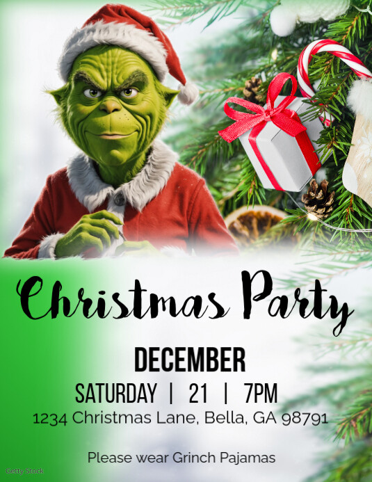 Copy of White Modern & Minimal Grinch Flyer (us Letter) | PosterMyWall