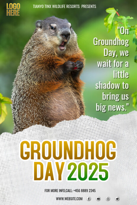 White Modern & Minimal Groundhog Day Poster Template | PosterMyWall