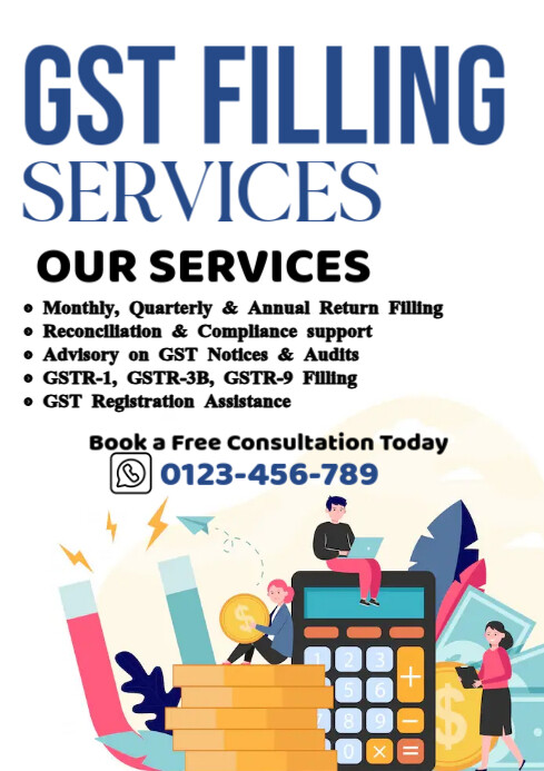 Copy of White Modern & Minimal Gst Filling Services A2 | PosterMyWall