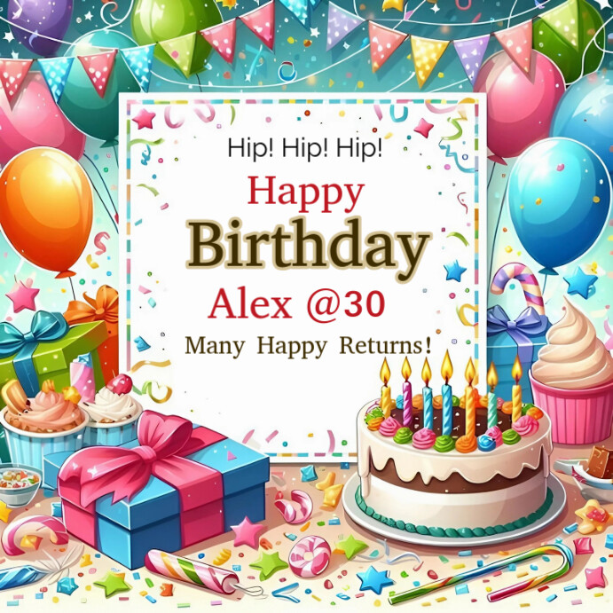 White Modern & Minimal Happy Birthday Instagram Post Template ...