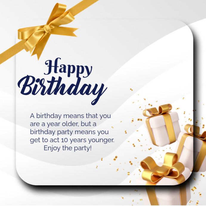 White Modern & Minimal Happy Birthday Party Instagram Post Template ...
