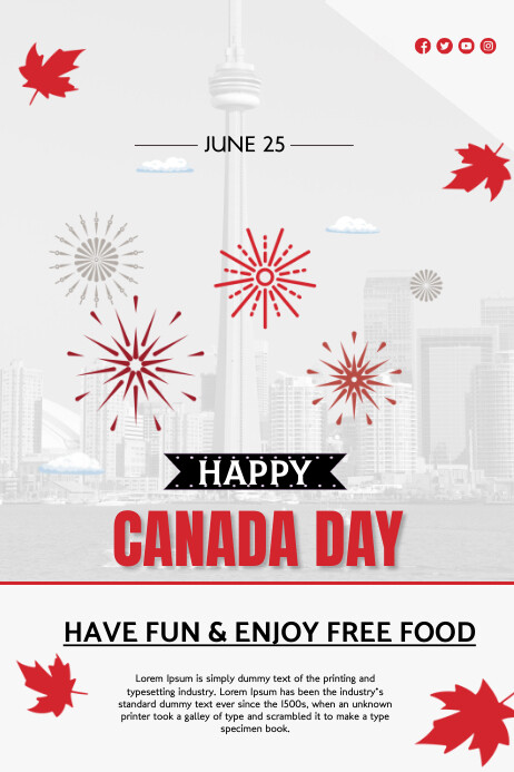 White Modern & Minimal Happy Canaday Day Post Template | PosterMyWall