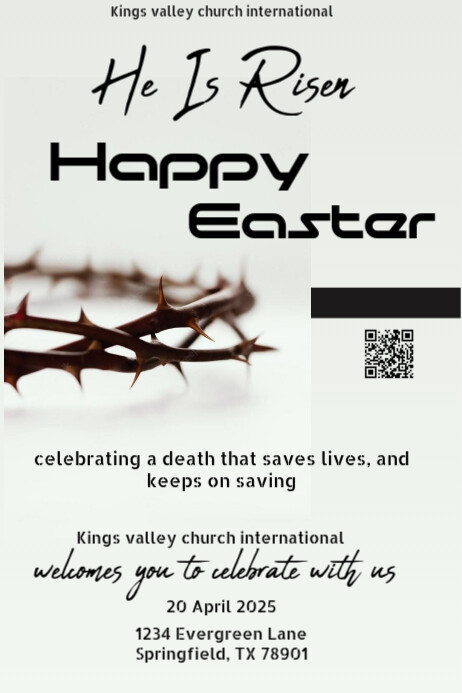 White Modern & Minimal Happy Easter Poster Template | PosterMyWall