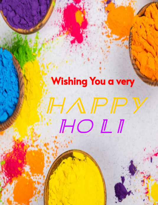 White Modern & Minimal Happy Holi Flyer (us Letter) Template | PosterMyWall