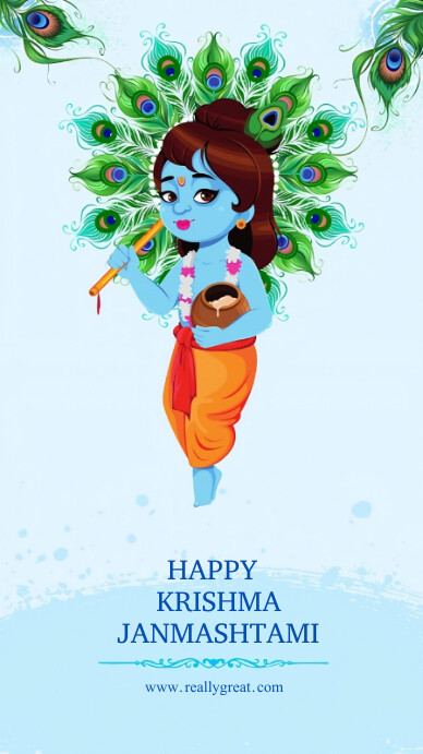 Copy of White Modern & Minimal Happy Krishna Janmasht | PosterMyWall