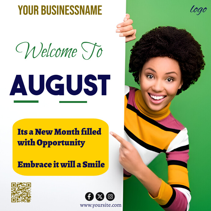 Copy of White Modern & Minimal Happy New Month August | PosterMyWall