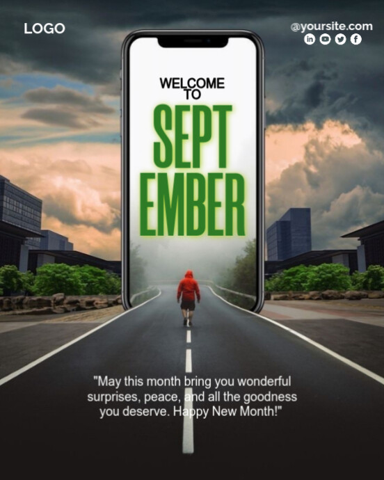 White Modern & Minimal Happy New Month September – Greeting Flyer ...